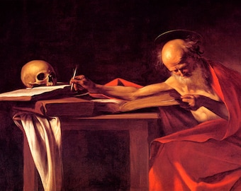 Saint Jerome Wrinting Skull Italian Painting by Caravaggio | Etsy