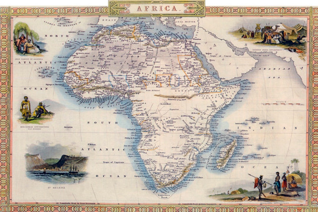 1800'S Map Africa Africans Indigenous Ethnic Groups People Vintage ...
