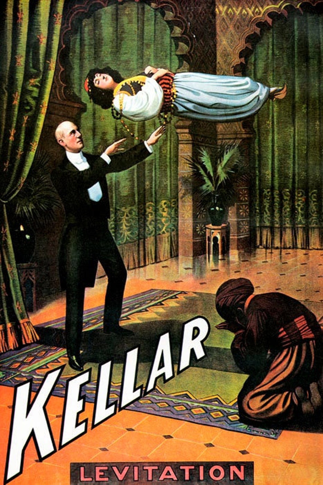 Magic Kellar Levitation Indian Magician Magic Orient India Vintage ...