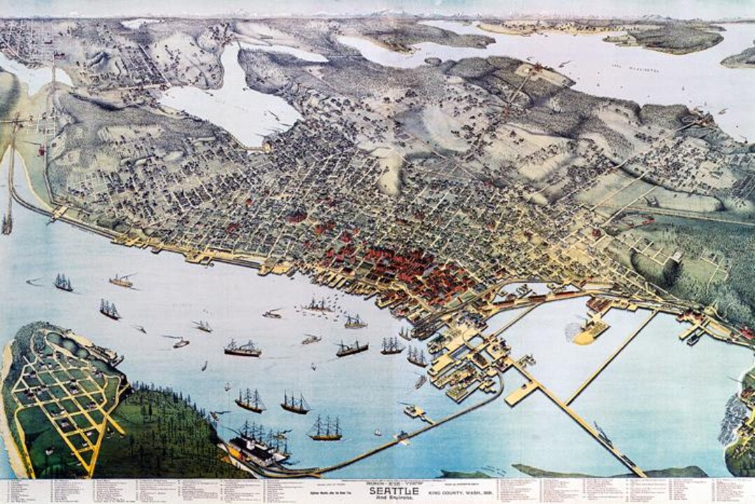 1800's Map Seattle King Washington Street USA Poster Reproduction - Etsy