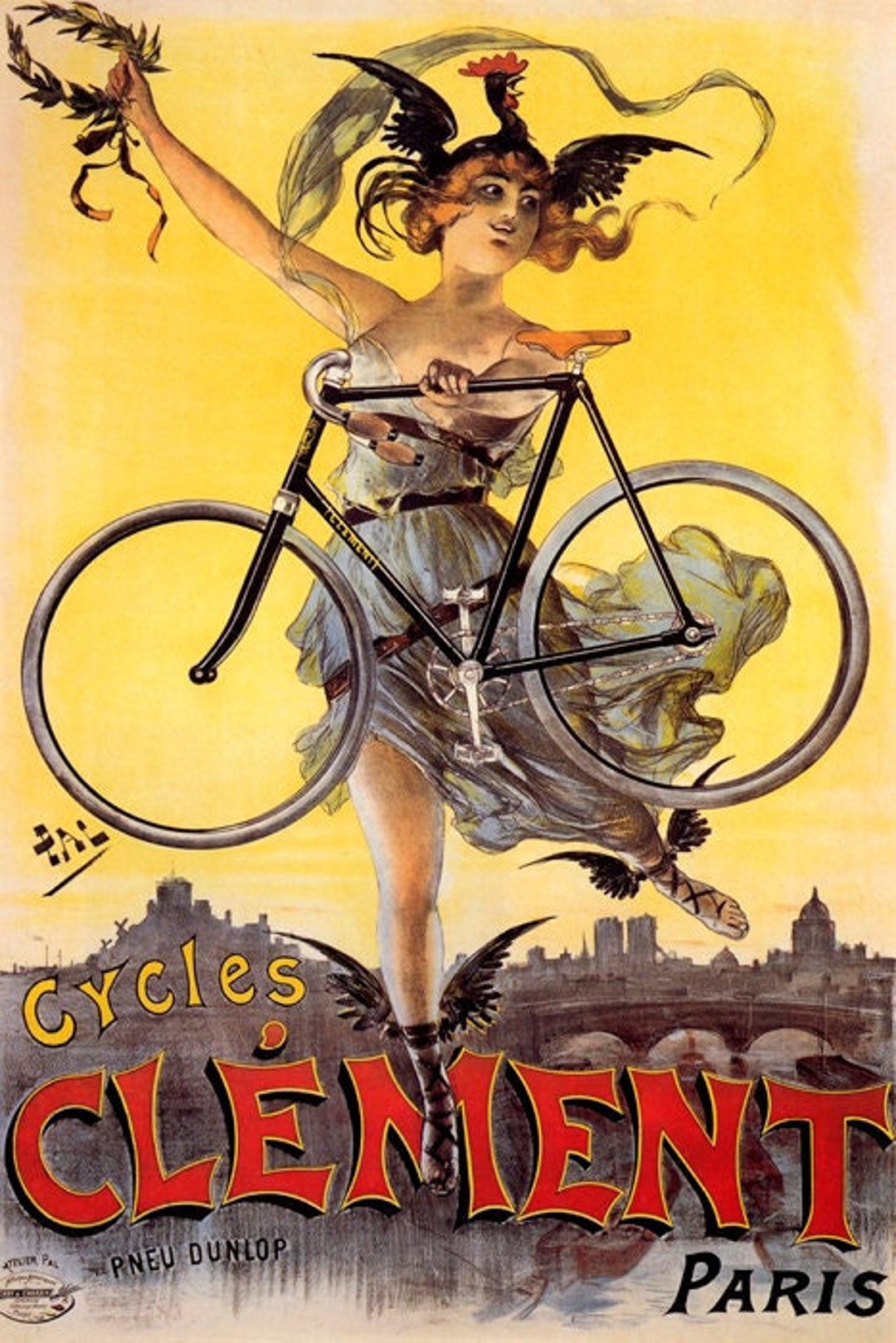 Bicycle Bike Girl Cycles Clement Paris Goddess of Victory Vintage ...