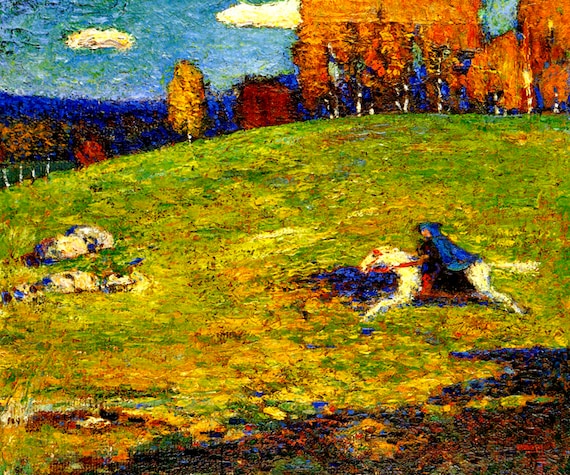 The Blue Rider on White Horse 1903 Abstract Painting by | Etsy