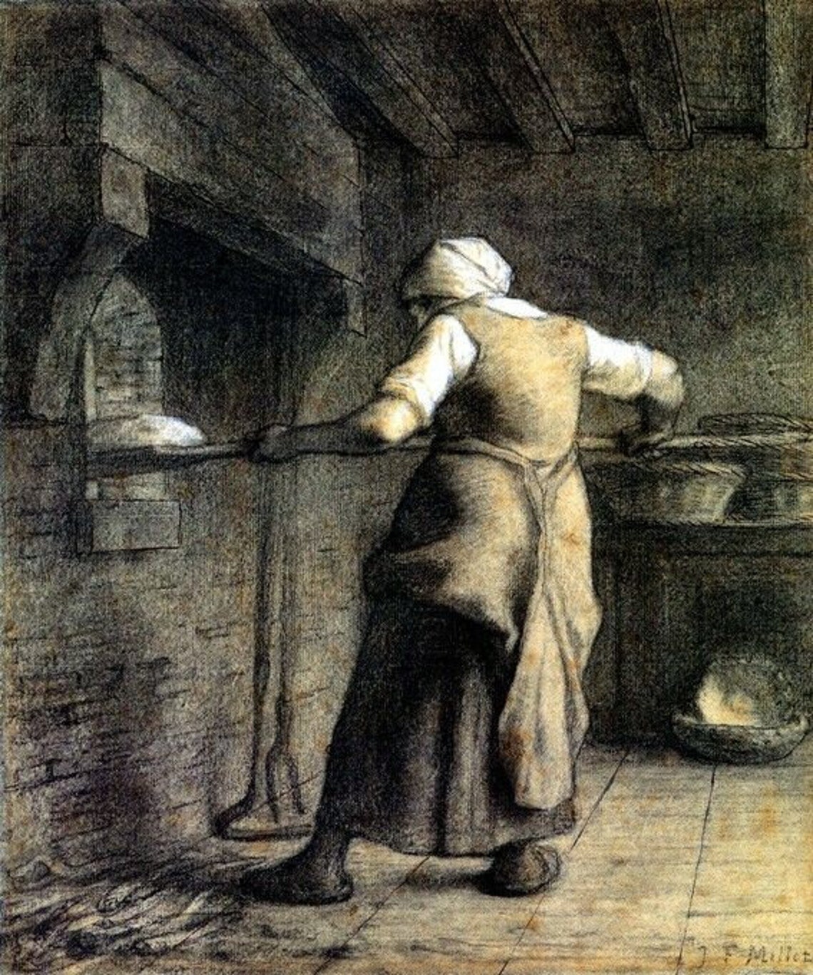 Woman Baking Bread Wood Fired Oven Rural French 1852 Painting | Etsy