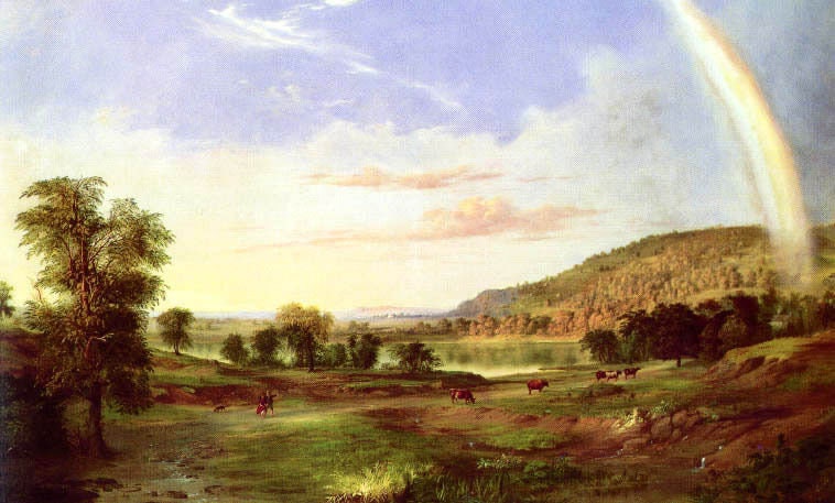 Landscape With Rainbow 1859 American Painting by Robert Dunca Canvas ...