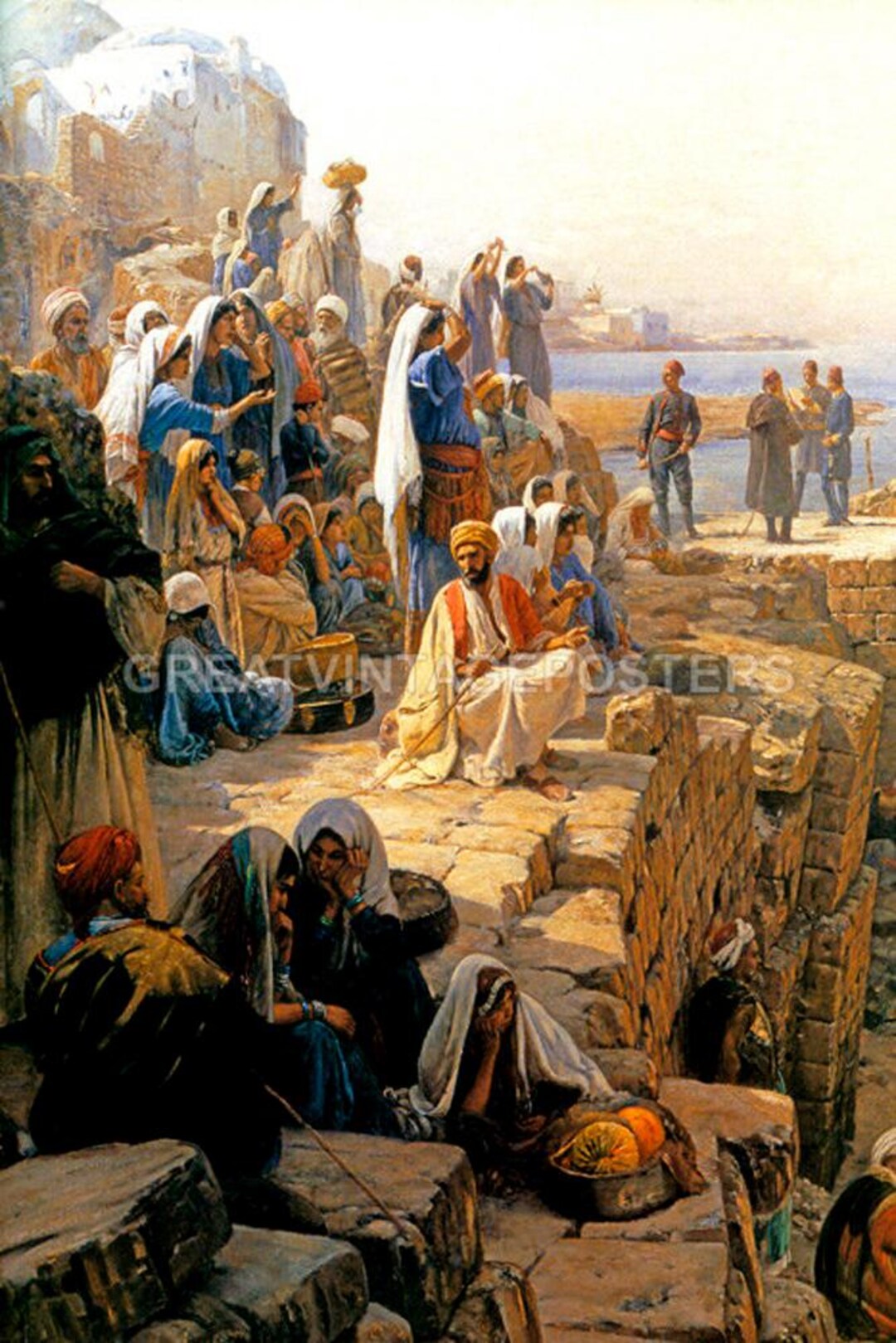 Jaffa Recruiting of Turkish Soldiers in Palestine by Gustav Bauernfeind ...