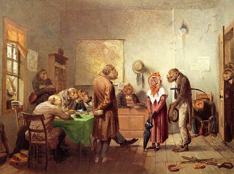 Divorce Monkey Court Painting by William Holbrook Beard Paper - Etsy