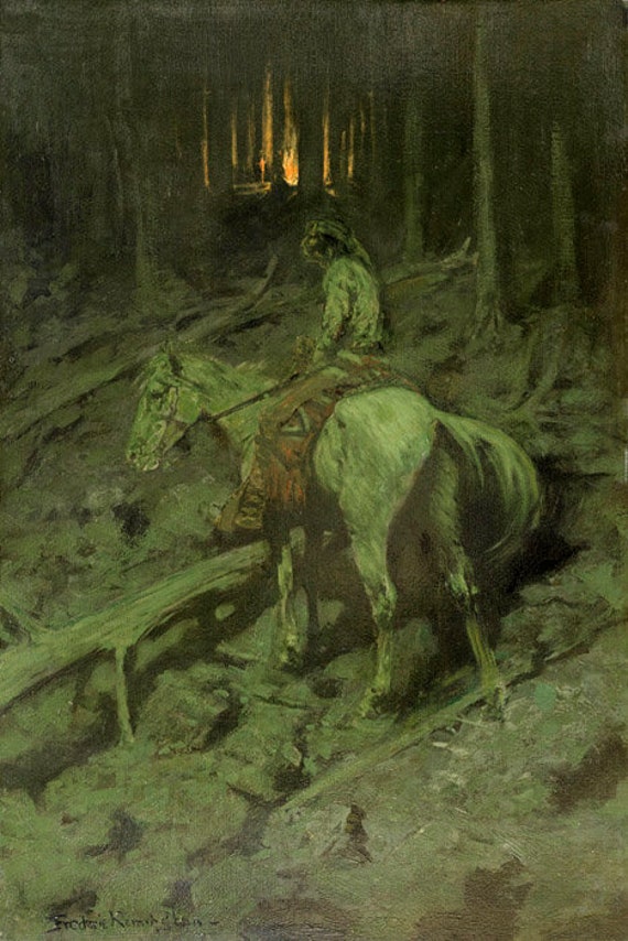 Apache Fire Signal Indian in the Woods American Painting 1904 - Etsy