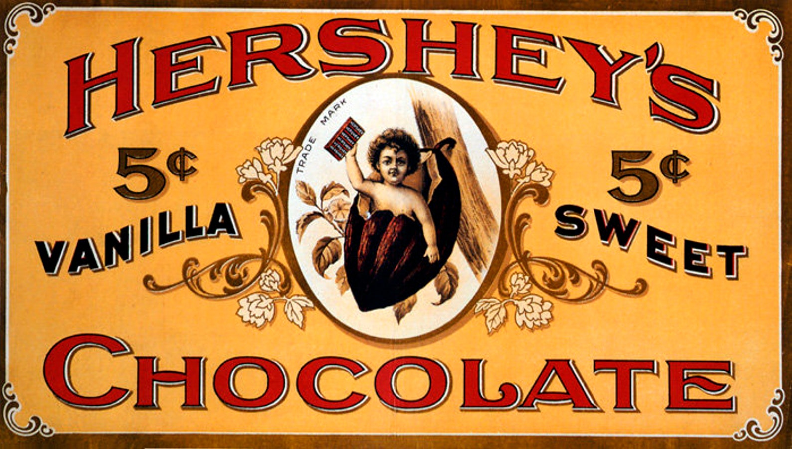 Hershey's Vanilla Sweet Chocolate Baby on Cocoa Bean Vintage Poster ...
