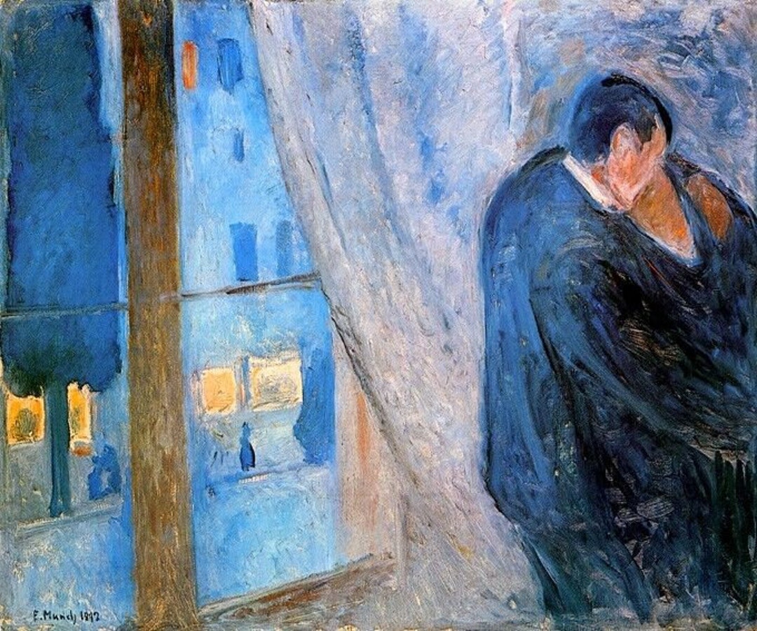The Kiss Couple by Window Melting Together 1892 Painting by Edvard ...
