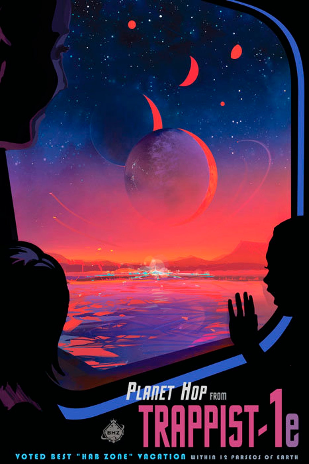 Planet Hop Trappist-1e NASA Space Tourism Travel Astronaut Poster ...
