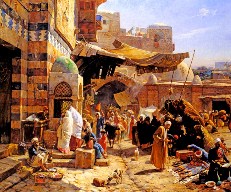 Market in Jaffa 1887 Middle East Orientalist Paint by Gustav - Etsy