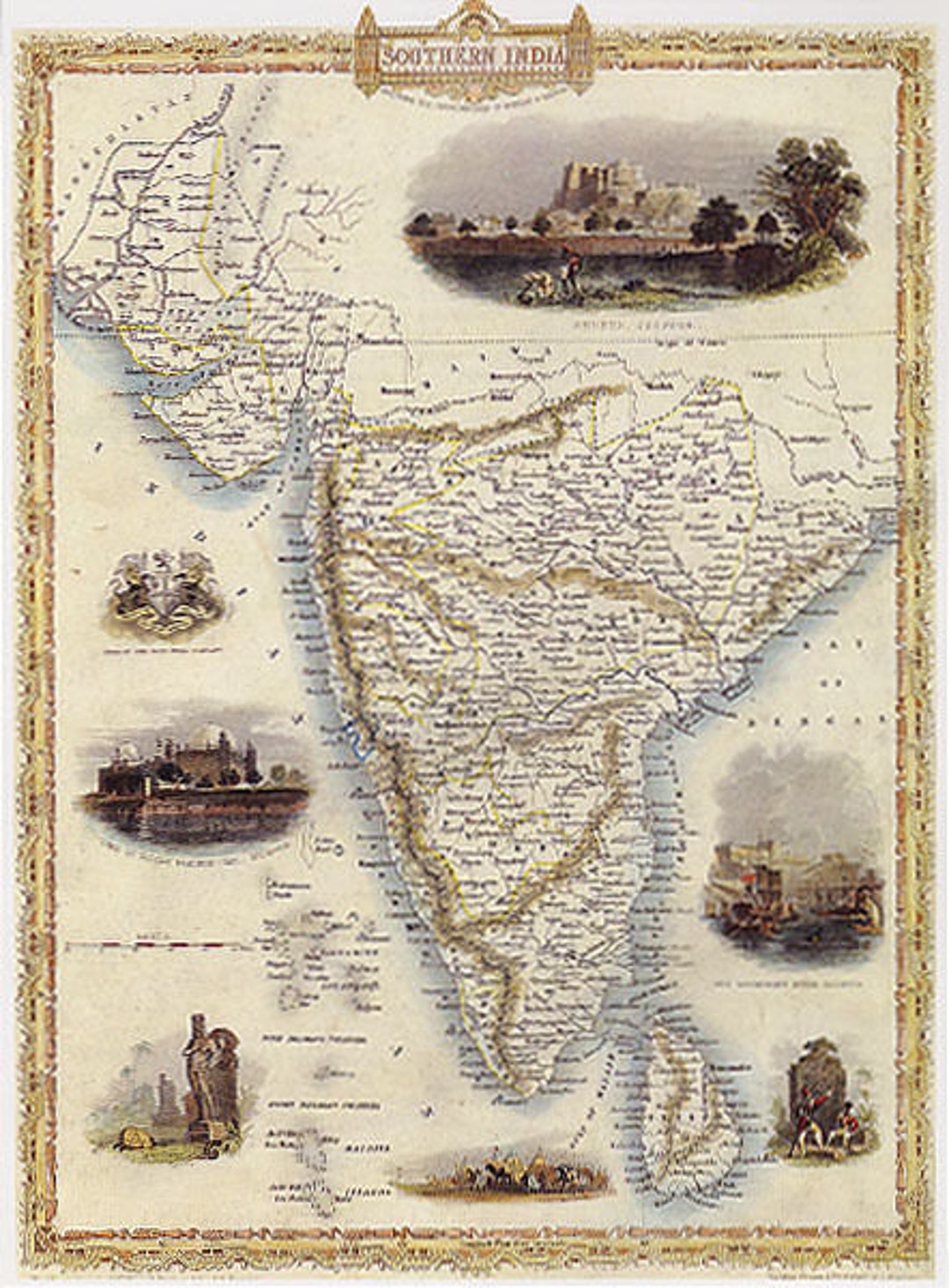 1800'S Map Southern India Calcutta Sultan Mahomed Repro Poster - Etsy