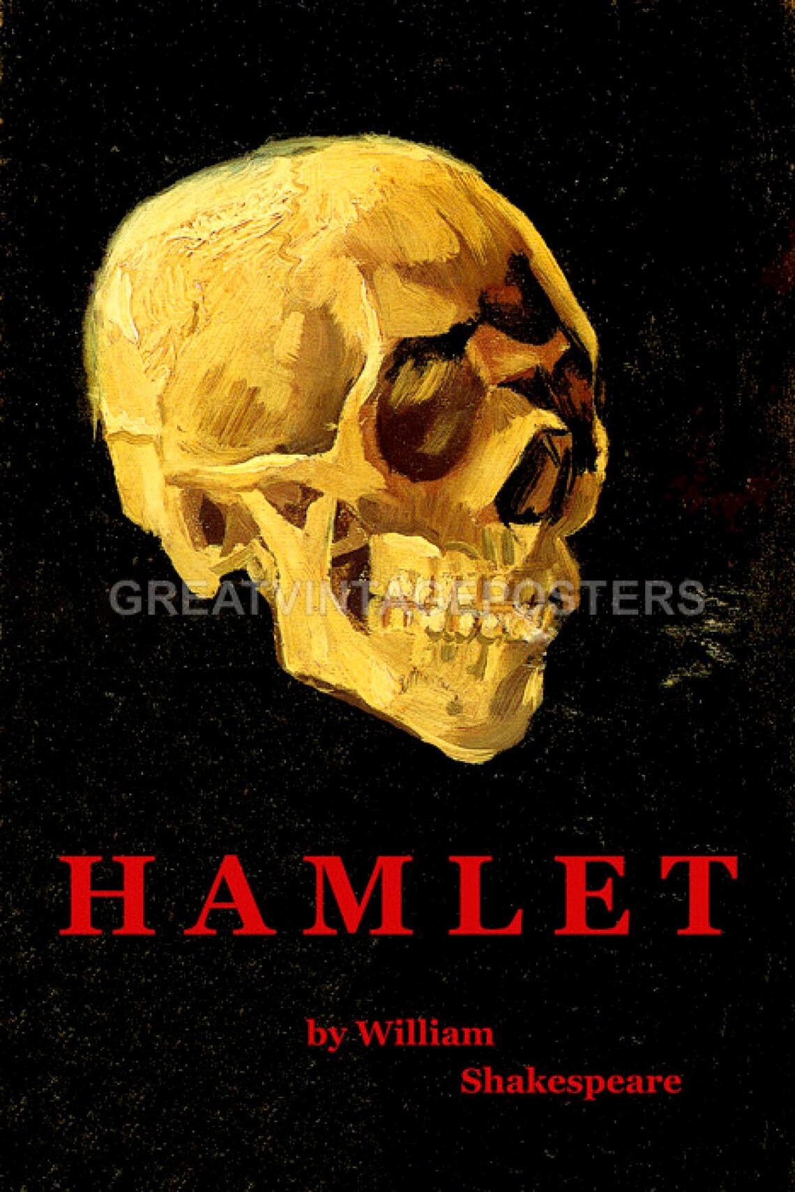 Hamlet Tragedy Theater Play Skul by William Shakespeare Vintage Poster ...