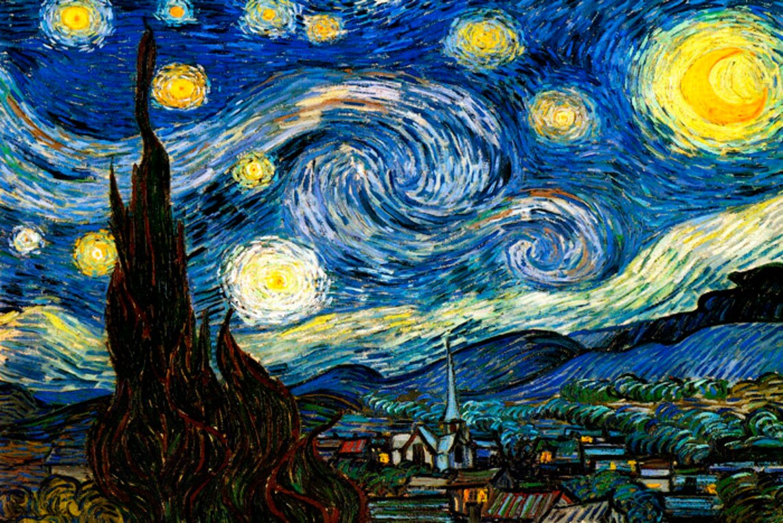 The Starry Night Impressionist Painting by Vincent Van Gogh | Etsy