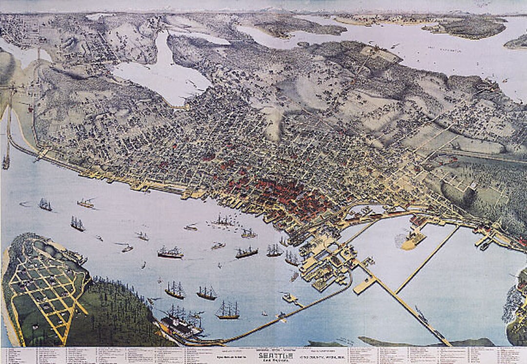 1800'S Map Seattle King Washington Street Usa Repro Poster - Etsy