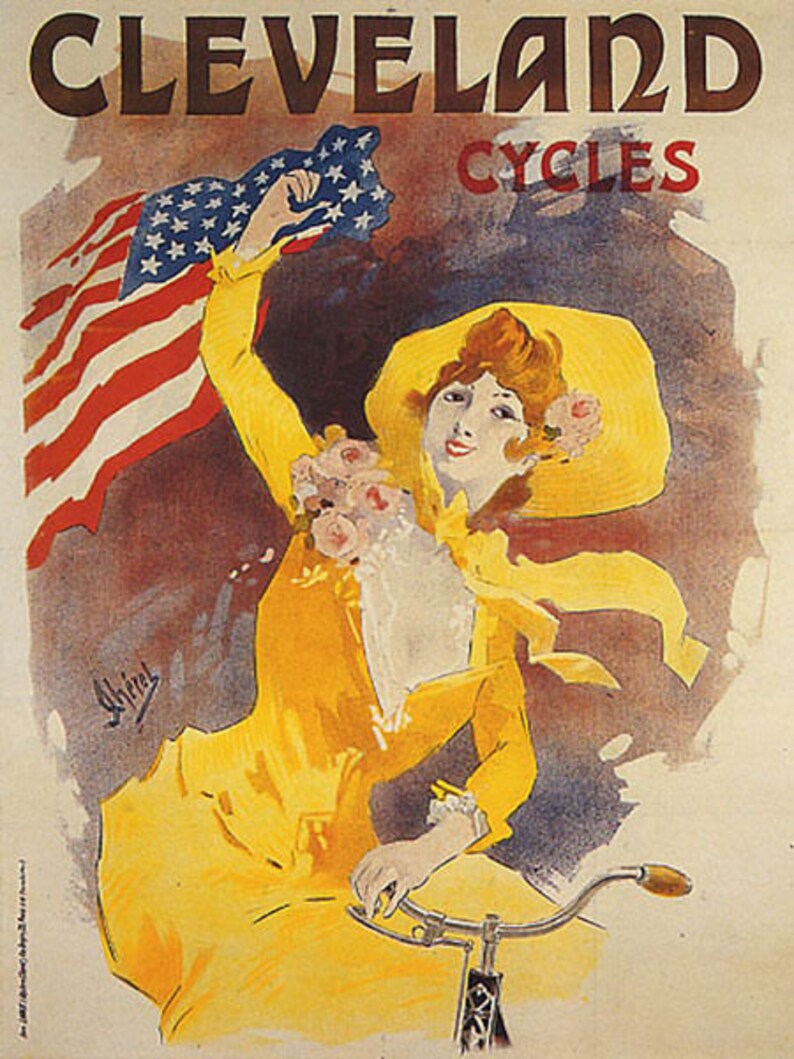 Cleveland Cycles Bicycle Bike Girl American Usa Us Flag - Etsy