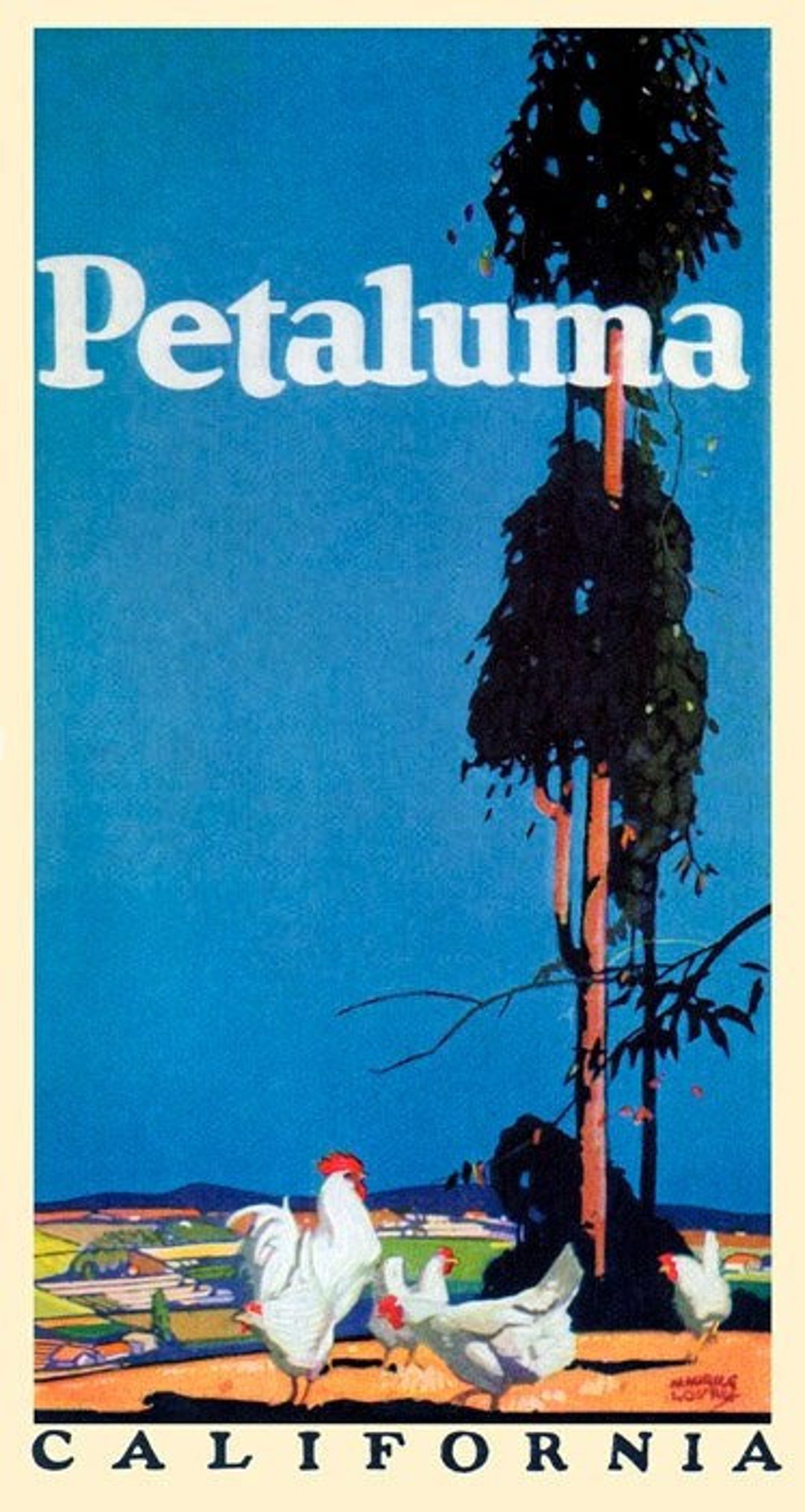 Petaluma California Chicken Farm Poultry Farming USA Vintage Poster ...