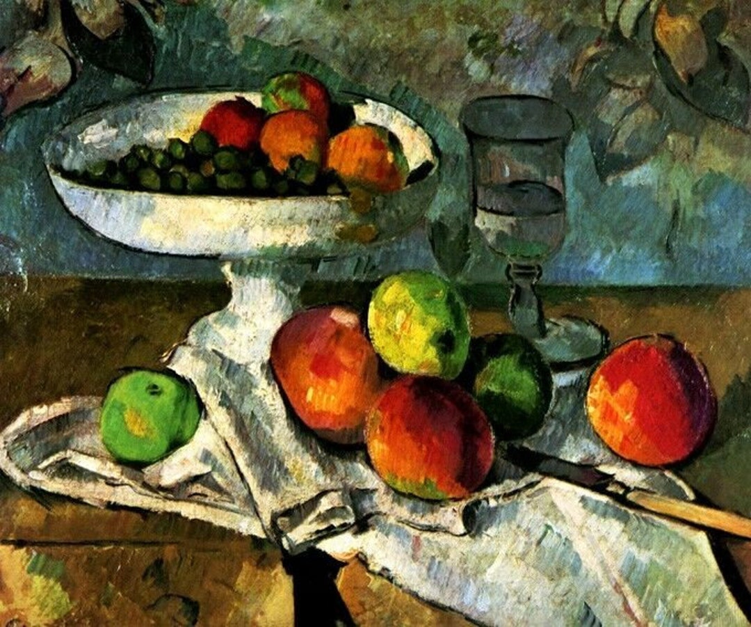 Still Life With Fruit Bowl Glass Impressionism Painting by Paul Cezanne ...