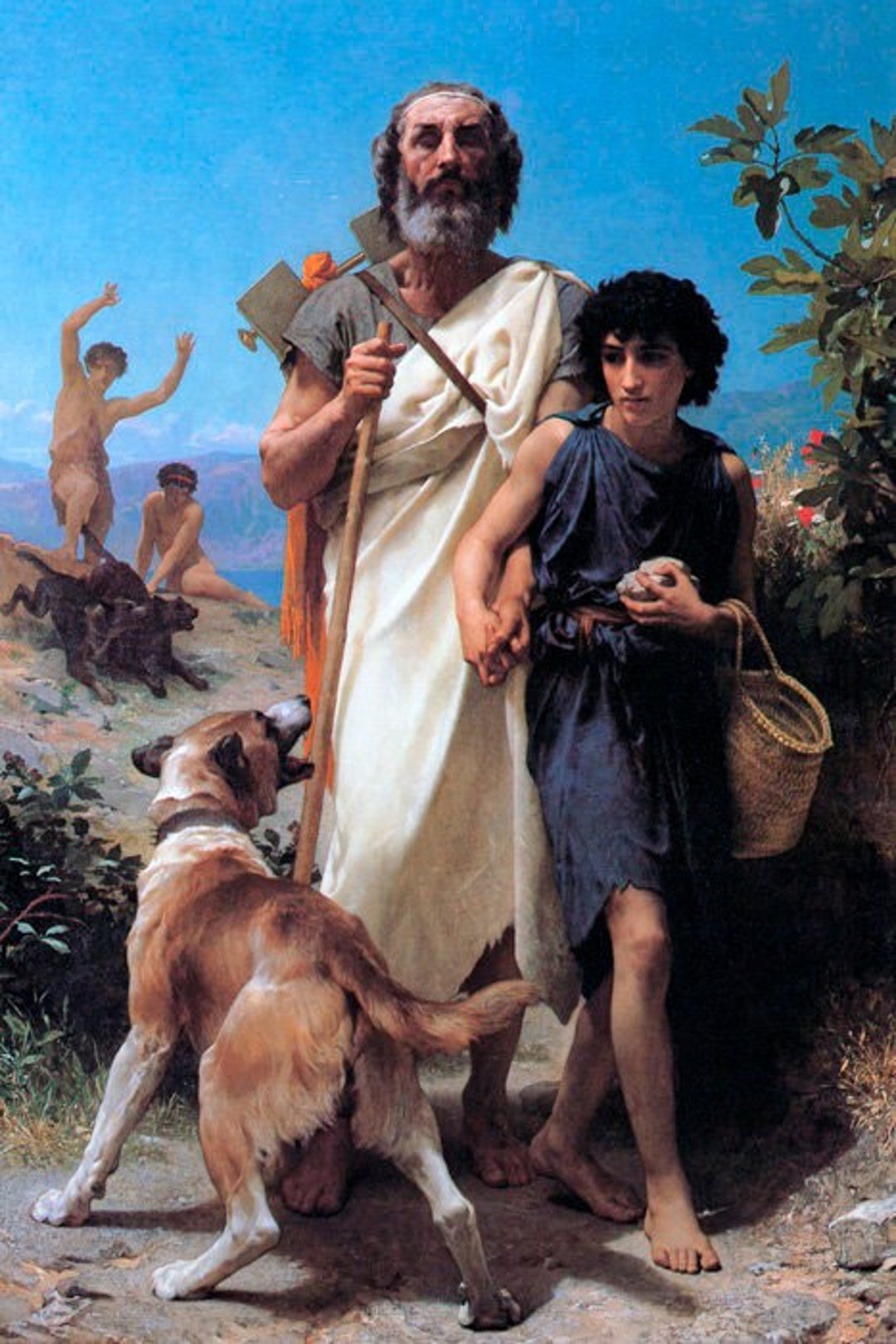 Homer and His Guide Blind Man Boy Dog Painting Art by William A ...