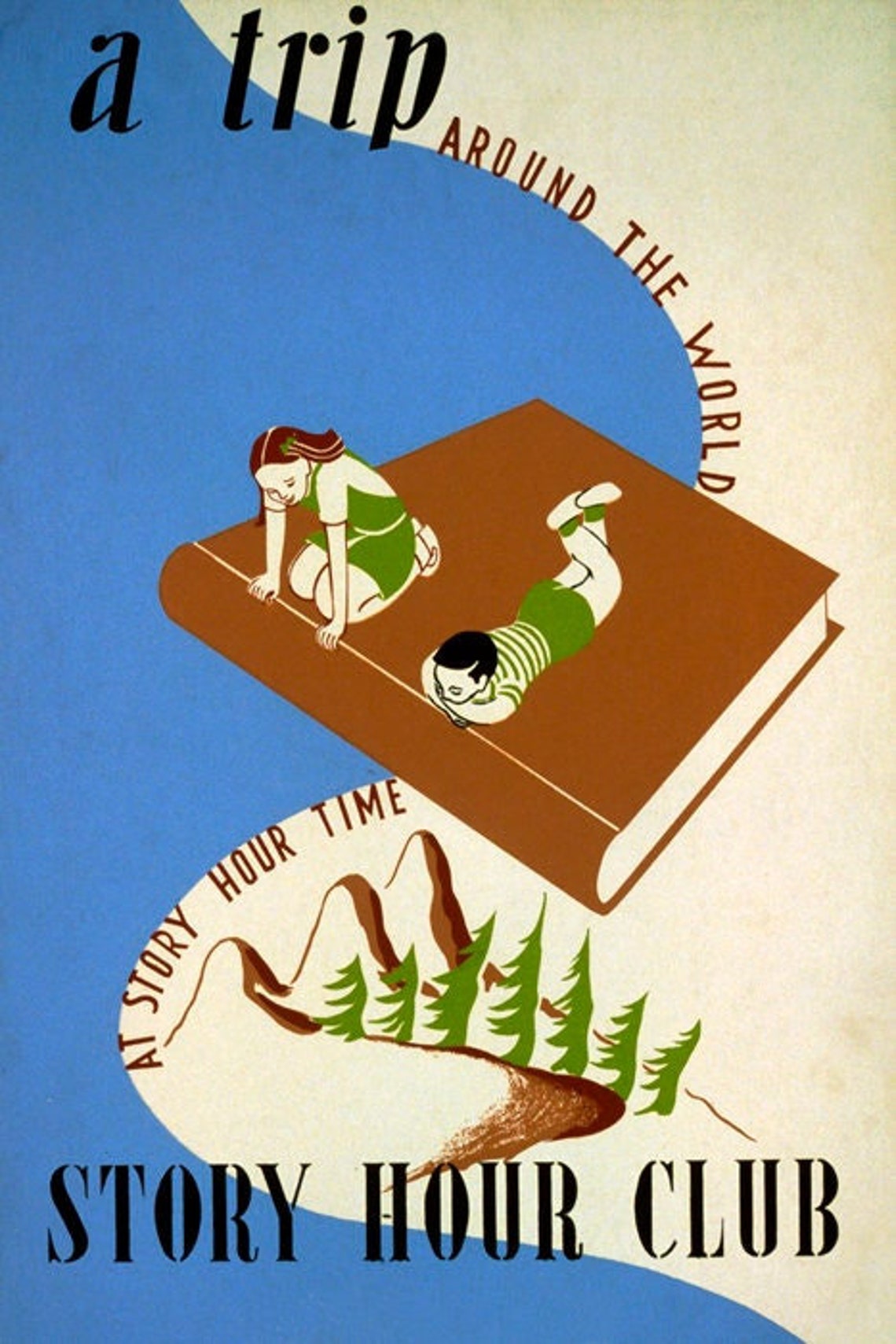 A Trip Around the World Book Story Hour Time Club Children Vintage ...