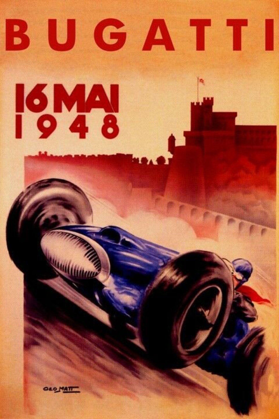Blue 1948 Bugatti Speed Fastest Winner Car Race Grand Prix Vintage ...