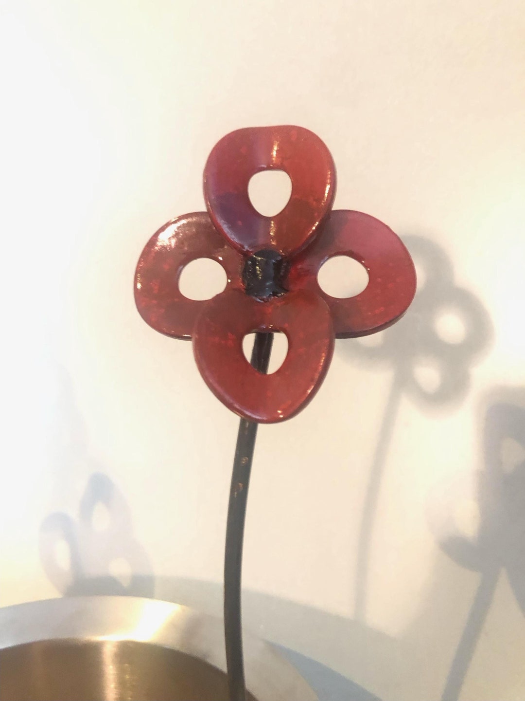 Red Metal Garden Poppy on a Steel Stem - Etsy UK