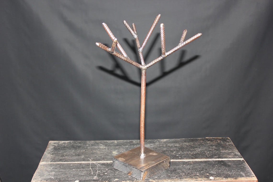 Upcycled Rebar Tree on a Wooden Base - Etsy