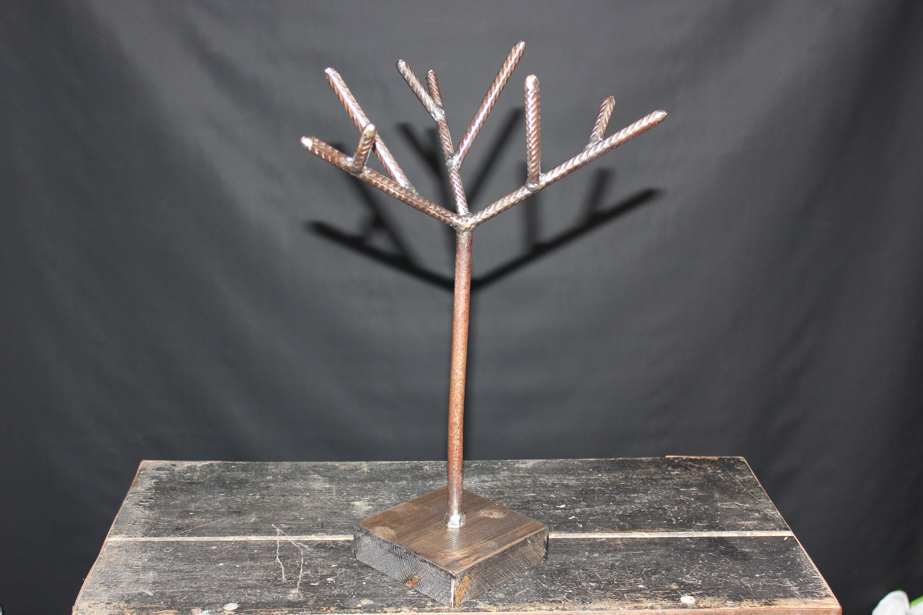 Upcycled Rebar Tree on a Wooden Base | Etsy