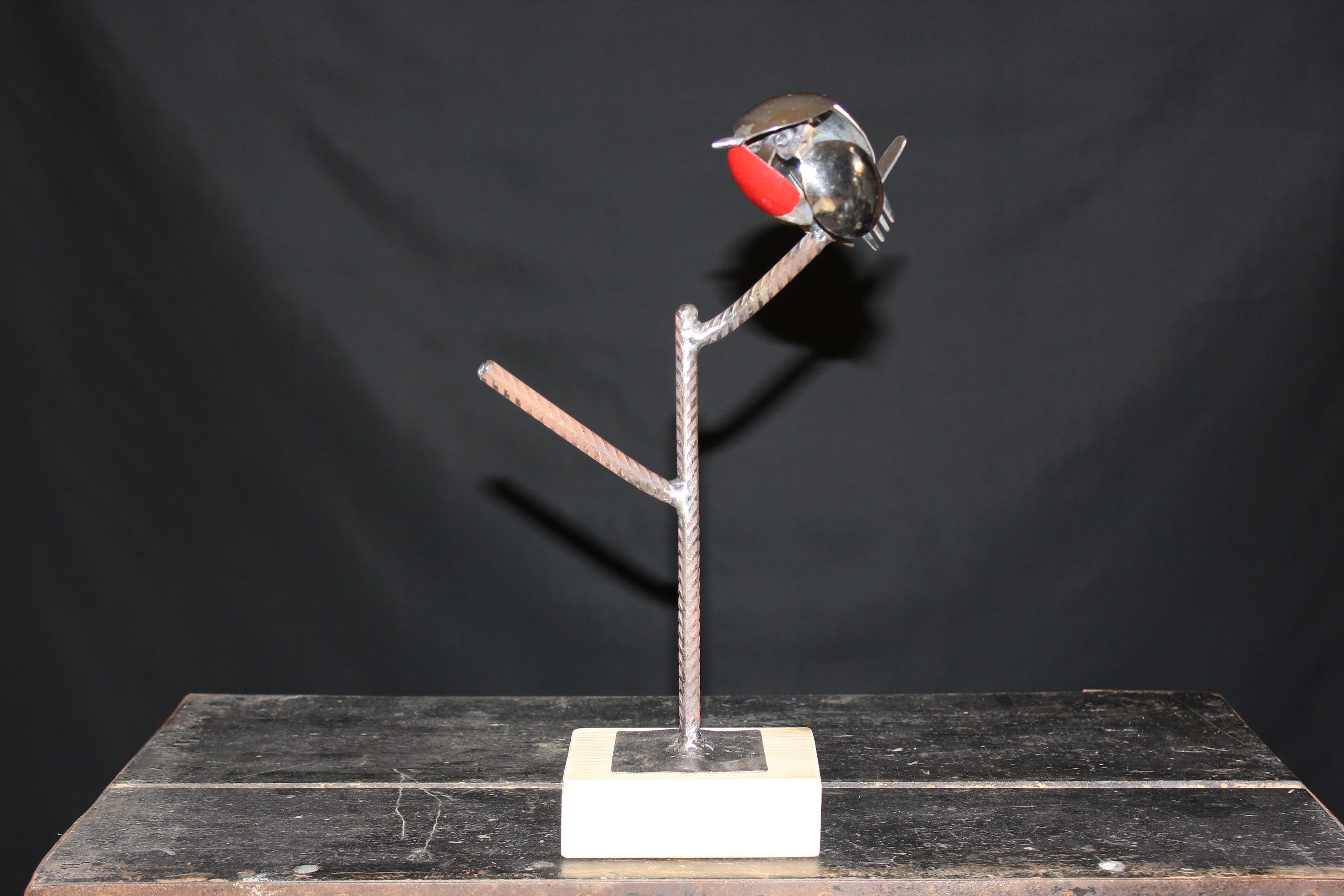 Upcycled Cutlery Robin Mounted on a Branch and Wooden Base - Etsy