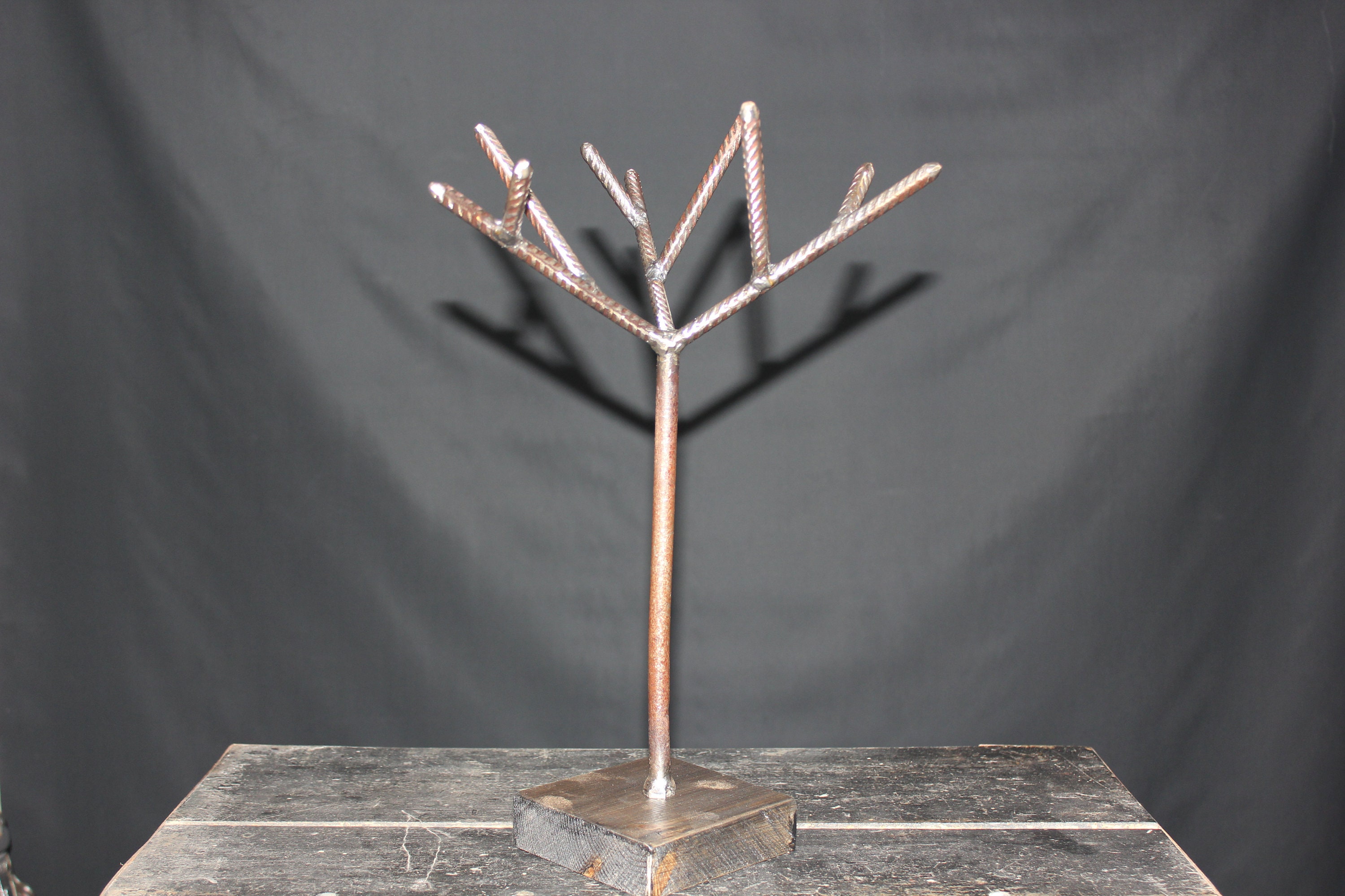 Upcycled Rebar Tree on a Wooden Base - Etsy