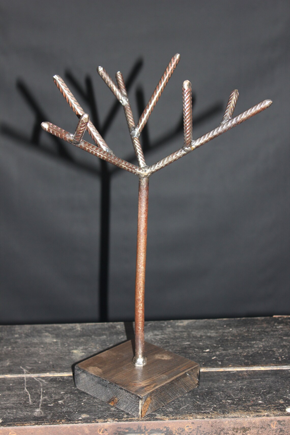 Upcycled Rebar Tree on a Wooden Base - Etsy