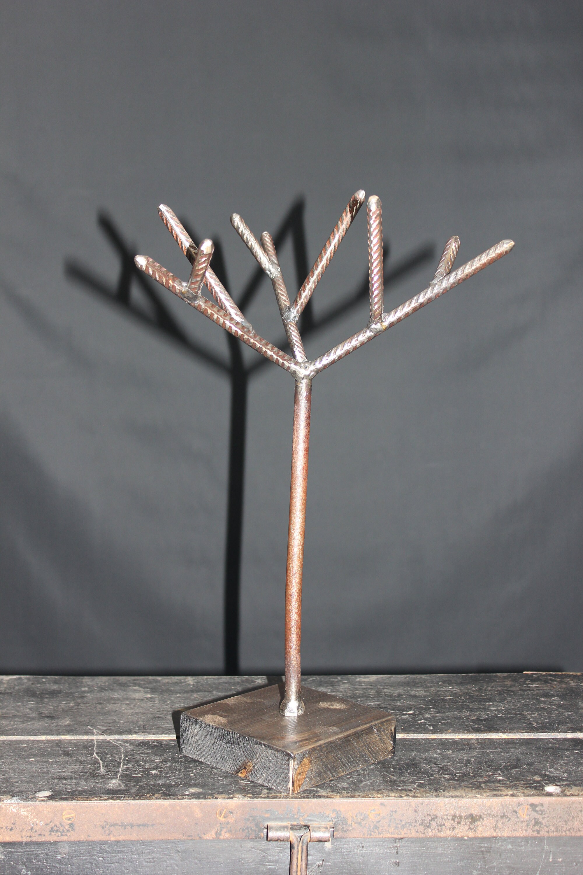 Upcycled Rebar Tree on a Wooden Base - Etsy