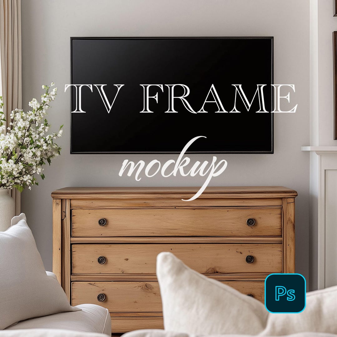 Samsung TV Frame Mockup, Frame Mockup in Interior, Mock, Poster Mockup ...