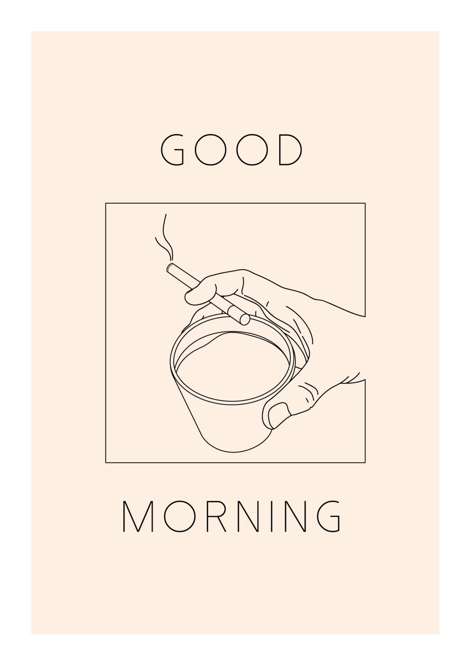 Good Morning Coffee and Cigarette Illustration Print, Art Print, Living ...