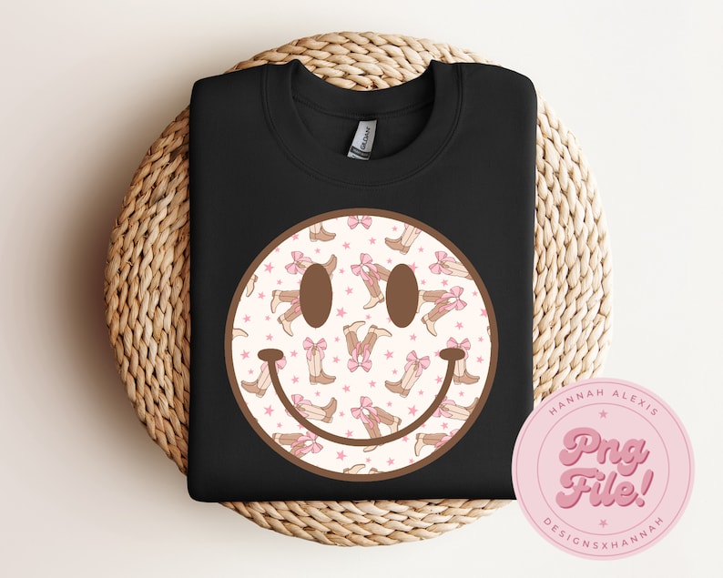 Set of 2 Preppy Cowgirl Smileys, Trendy Western Smiley - Etsy