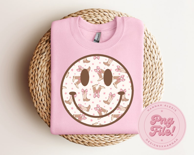 Set of 2 Preppy Cowgirl Smileys, Trendy Western Smiley - Etsy