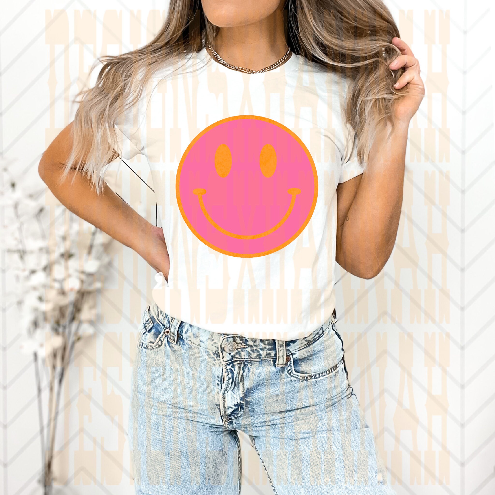 Set of 3 Summer Smileys, Pink and Orange Smiley Faces, Smiley Png ...