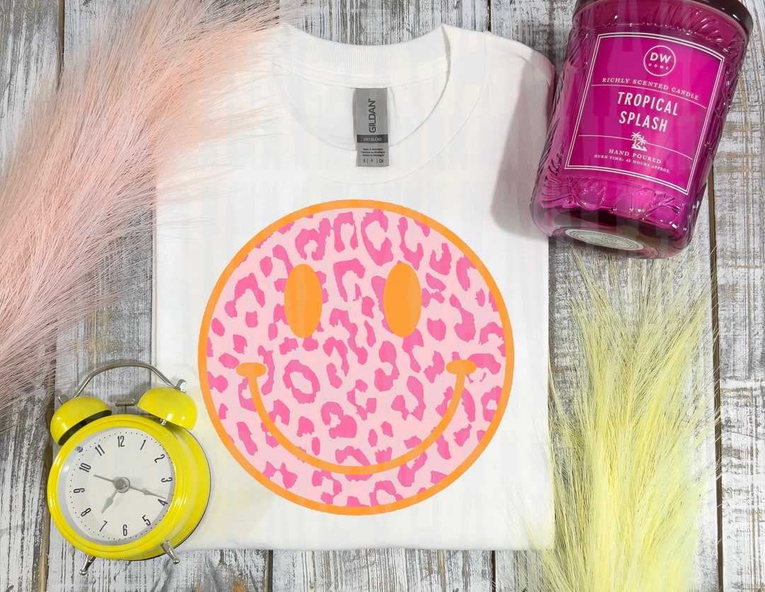 Trendy Summer Smiley, Pink & Orange Smiley Face Png, Tropical Smiley ...