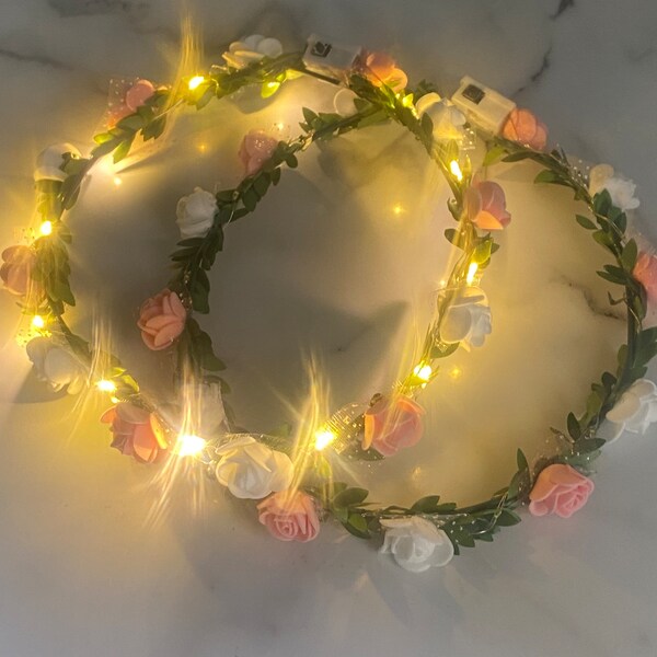 Prom Hairstyle Blush Flower Crown With Vines Gift for Girlfriend ...