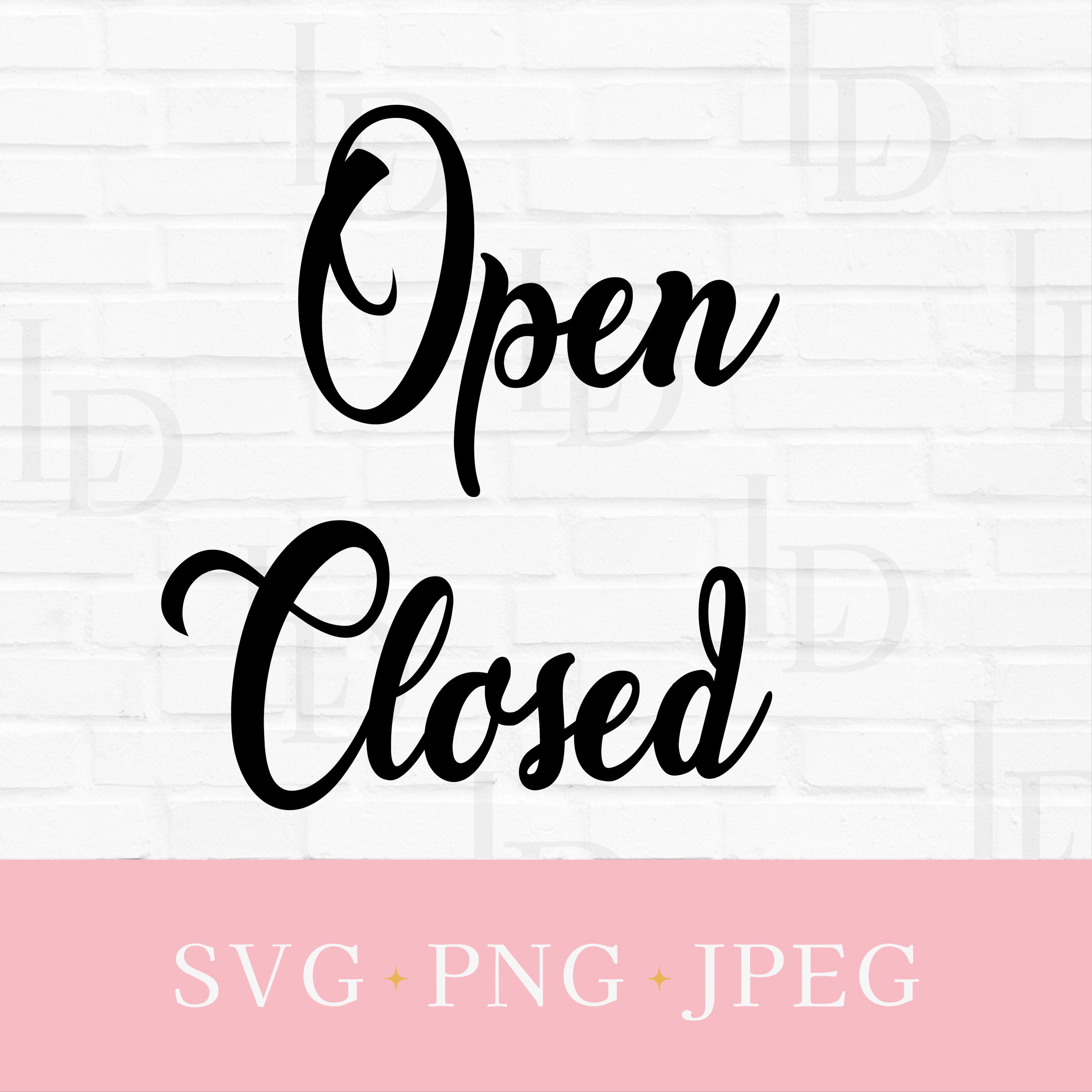 Open and Closed Script Sign SVG Bundle Digital File for Shops & Home - Etsy