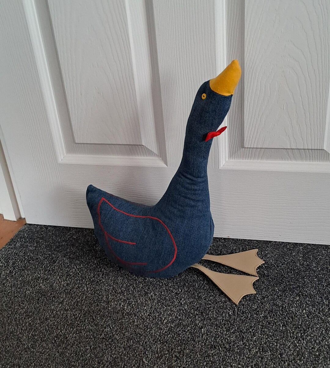 GERALD GOOSE DOORSTOP - Filled Complete Door Stop - Denim - Etsy