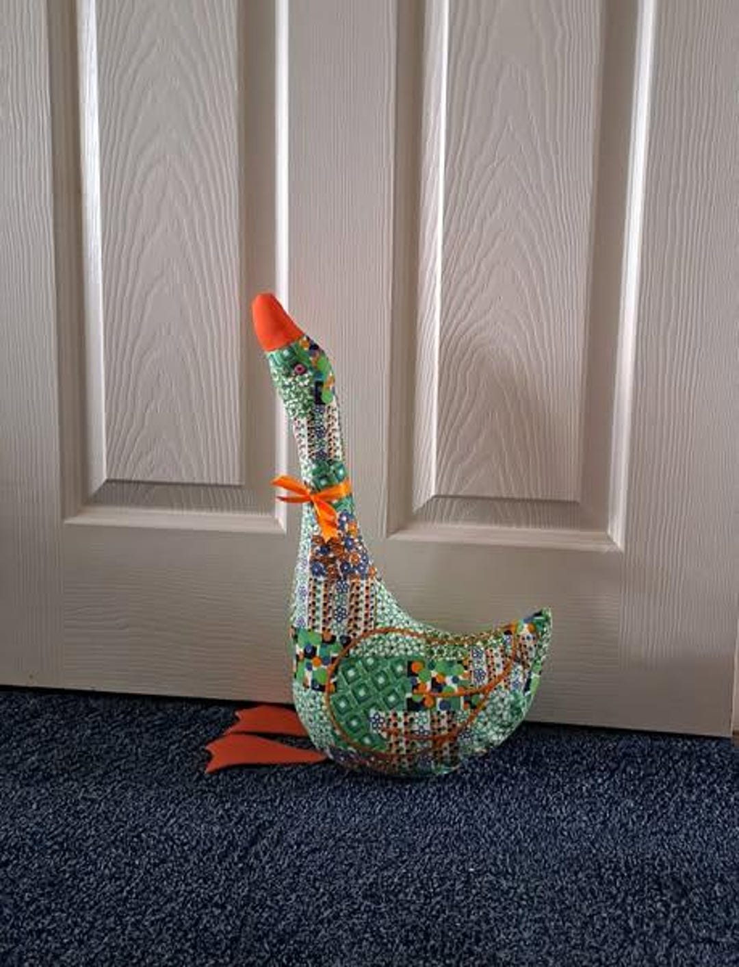 GRETEL GOOSE DOORSTOP - Filled Complete Door Stop - Green Patchwork - Etsy
