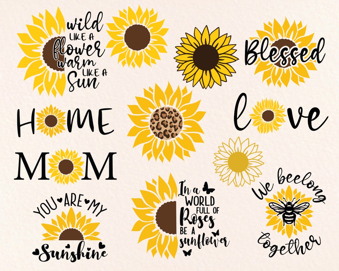 Sunflower Bundle Svg Png Dxf in the World Full of Roses Be A - Etsy