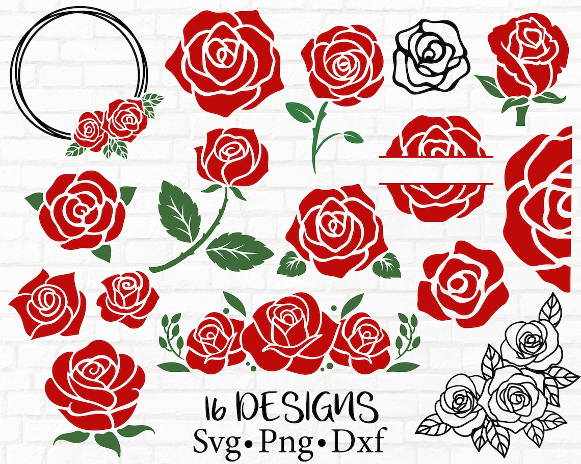 Rose Bundle Svg Flower Svg Rose Silhouette Svg Rose Svg Png | Etsy