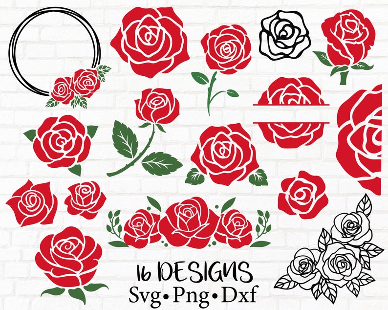 Rose Bundle Svg, Flower Svg, Rose Silhouette Svg, Rose Svg Png Dxf ...