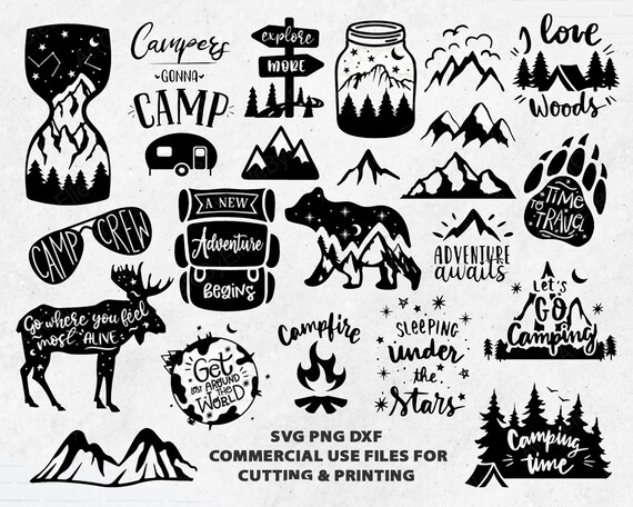 Camping Bundle Svg Png Dxf - Etsy