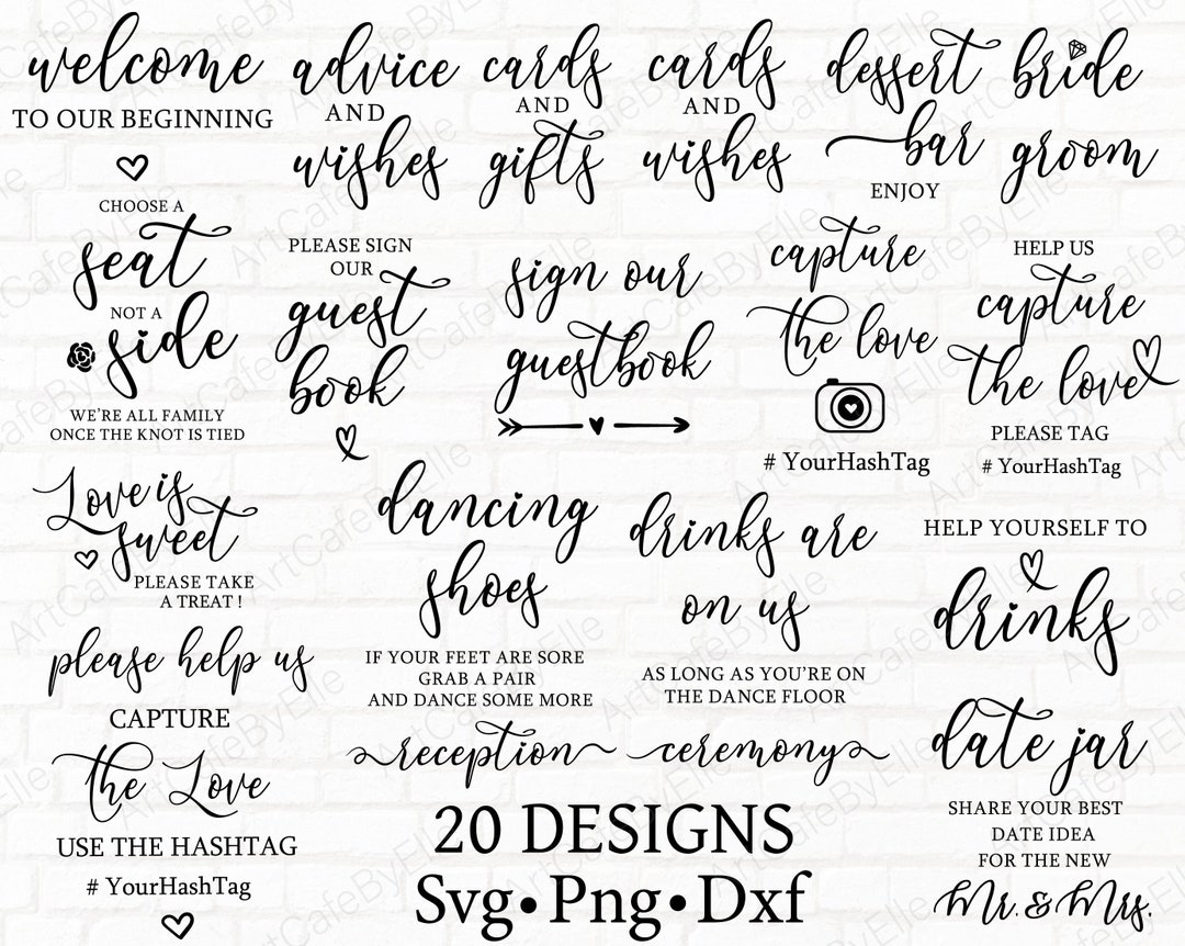 Wedding Sign Svg Bundle, Wedding Deco Png Dxf - Etsy