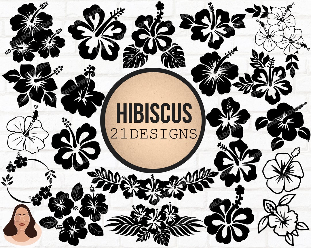 Hibiscus Bundle Svg, Flower and Leaves Svg Png Eps Dxf - Etsy