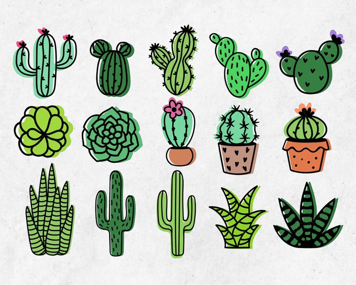 Cactus Bundle Svg Png Dxf Succulent Svg Cutfiles - Etsy