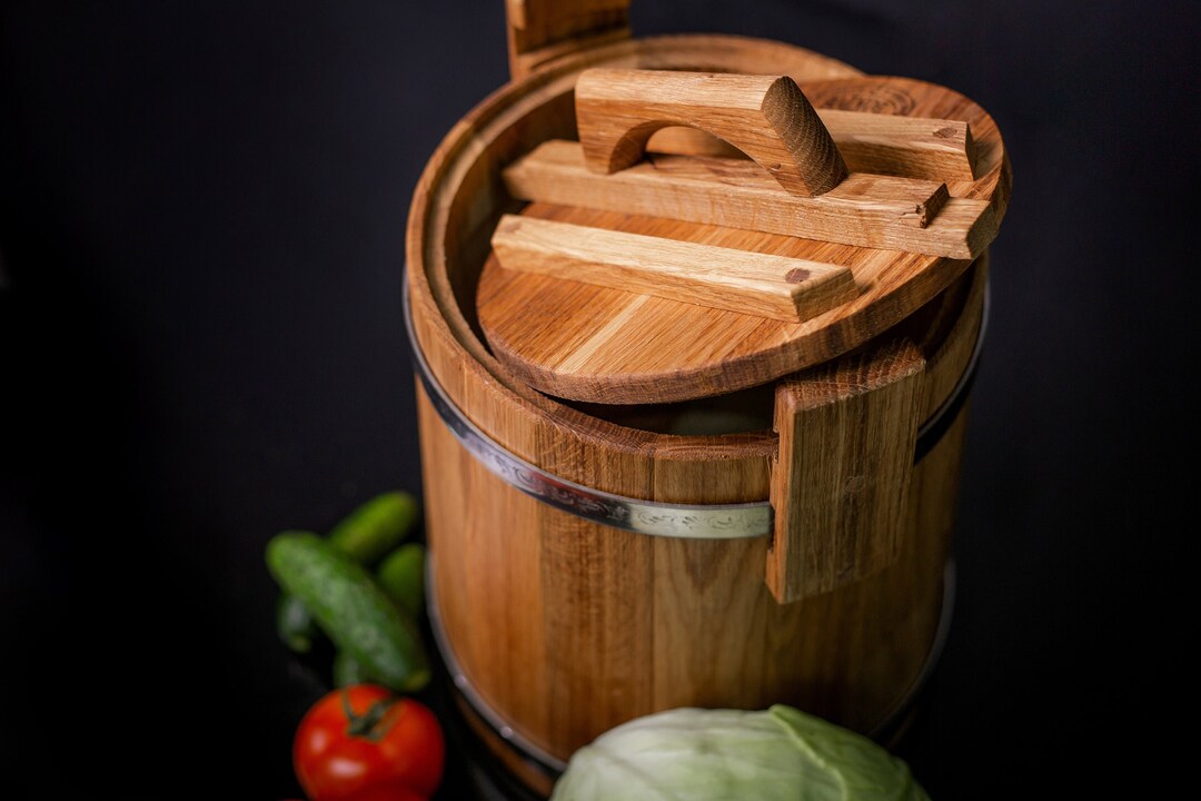 Oak Pickle Barrels 3, 5, 10, 15L With Lid / Oak Barrel / Wooden Vat for ...